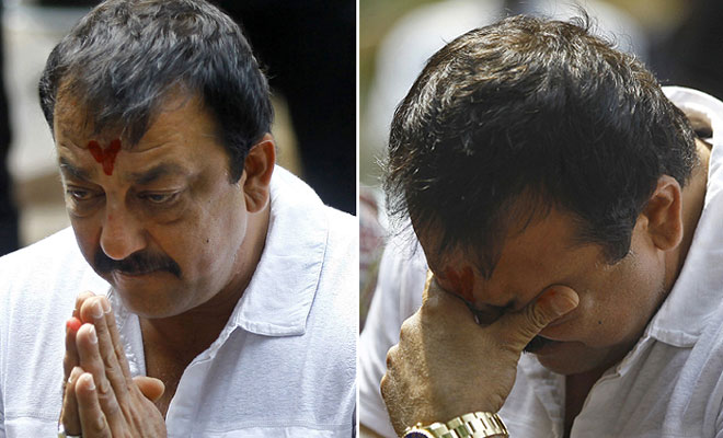 Sanjay Dutt prays at a temple in Madhya Pradesh,before going to jail ...