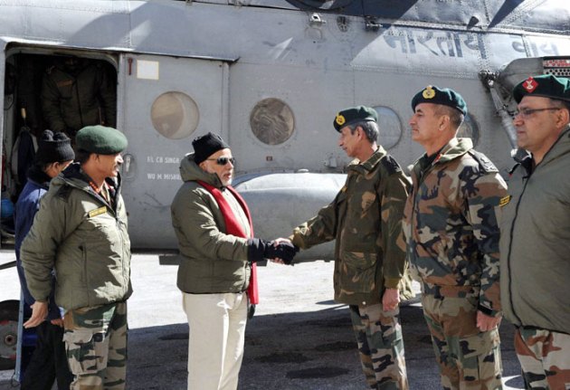 PM Narendra Modi meets armymen at Sicahen on Diwali | Picture Gallery ...