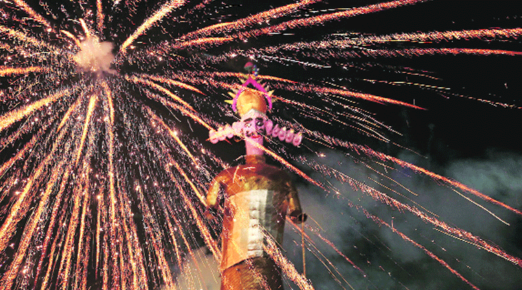 Dussehra celebrations: 81-foot effigy of Ravan burnt | Chandigarh News ...
