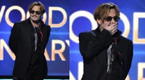 An inebriated Johnny Depp takes on stage at the Hollywood Awards; goes ...