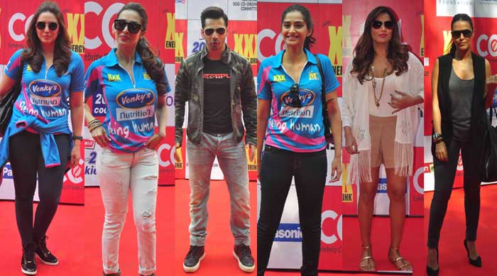 Bipasha, Malaika, Huma, Sonam and Varun at CCL red carpet ...