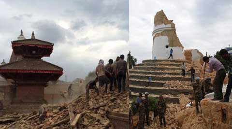 Dharhara Tower, Durbar Square: Nepal earthquake destroys iconic UNESCO ...