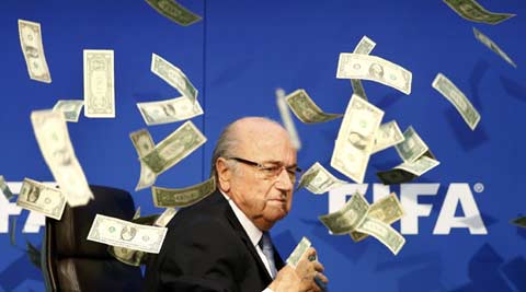 Sepp Blatter press conference disrupted by British comedian Simon ...