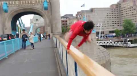 Viral video: Youtuber jumps off London’s Tower Bridge, but it doesn’t ...