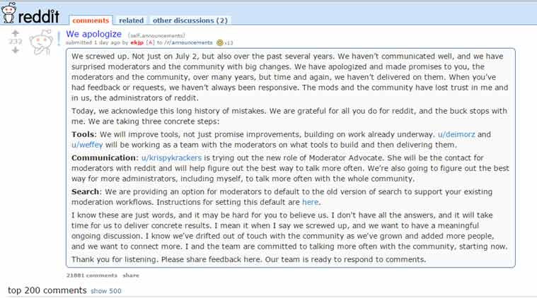 Reddit apologises, even as petition to remove CEO Ellen Pao gains ...