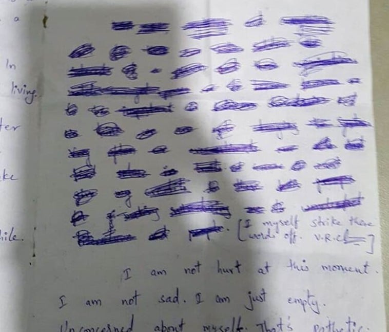 The 11 lines Rohith Vemula struck off suicide note | India News - The ...