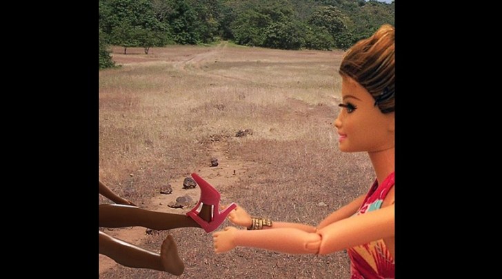 Barbie poses as clueless aid worker in Africa in this satirical photo ...