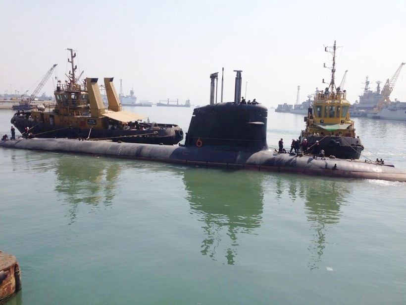 Kalvari — the first of P75 submarines sails out of Mumbai harbour for ...