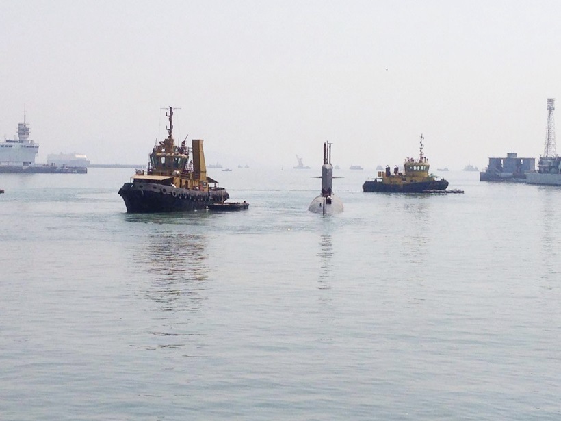 Kalvari — the first of P75 submarines sails out of Mumbai harbour for ...
