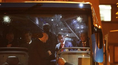 Manchester United Bus Attacked