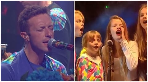 Chris Martin joined by his kids at the Glastonbury | Entertainment News ...