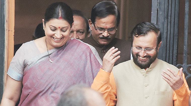 Smriti Irani goes from HRD to Textiles in massive cabinet reshuffle ... Smriti Irani goes from HRD to Textiles in massive cabinet reshuffle ...