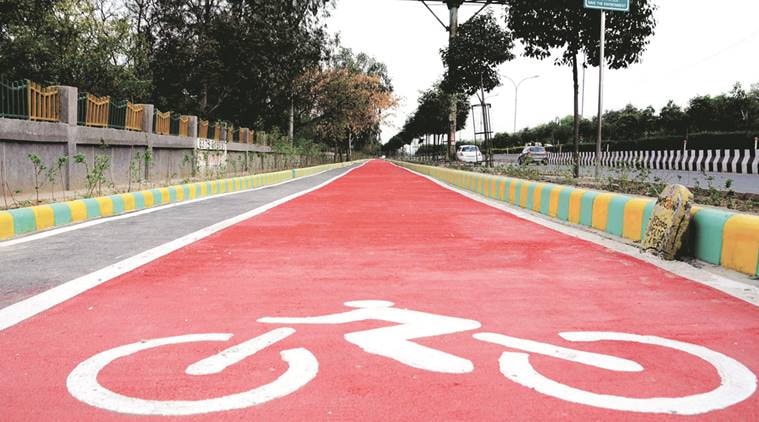 Footpaths across Noida painted red, declared cycle tracks | India News ...