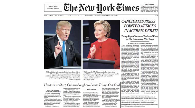How US newspapers covered Hillary Clinton, Donald Trump debate | World ...