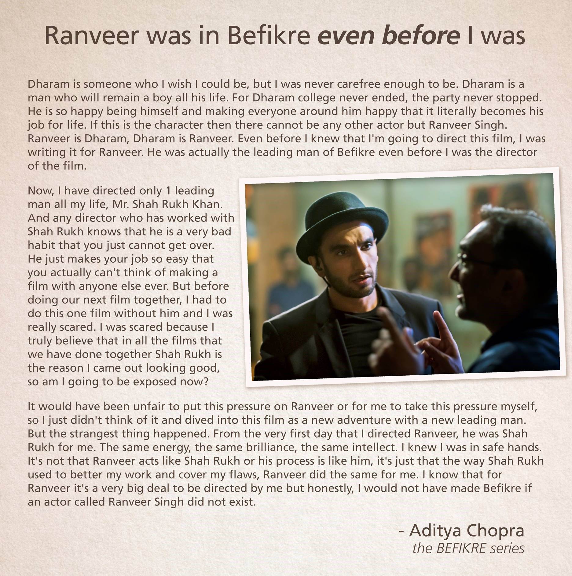Aditya Chopra says Ranveer Singh is the new Shah Rukh Khan, leaves him ... Aditya Chopra says Ranveer Singh is the new Shah Rukh Khan, leaves him ...