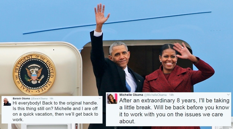 Barack Obama and Michelle Obama tweet they’ll be back soon and people ...