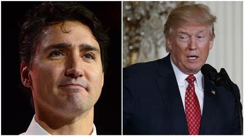 Donald Trump, Justin Trudeau meet face to face for the first time ...