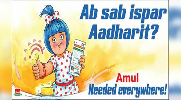 ‘Ab sab ispar Aadharit?’: Amul’s punny take on making Aadhaar cards ...