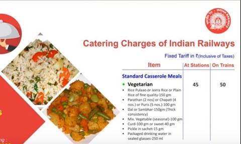 Railway ministry puts out food tariff in trains: Rs 50 for lunch, Rs 30 ...
