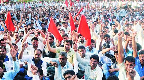 Workers protest Maruti convictions | India News - The Indian Express
