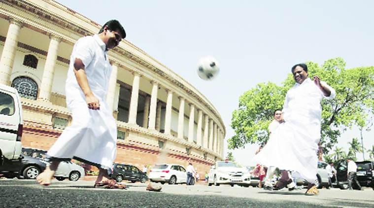 MPs get footballs, Prasun Banerjee gifts one to Speaker Sumitra Mahajan ...