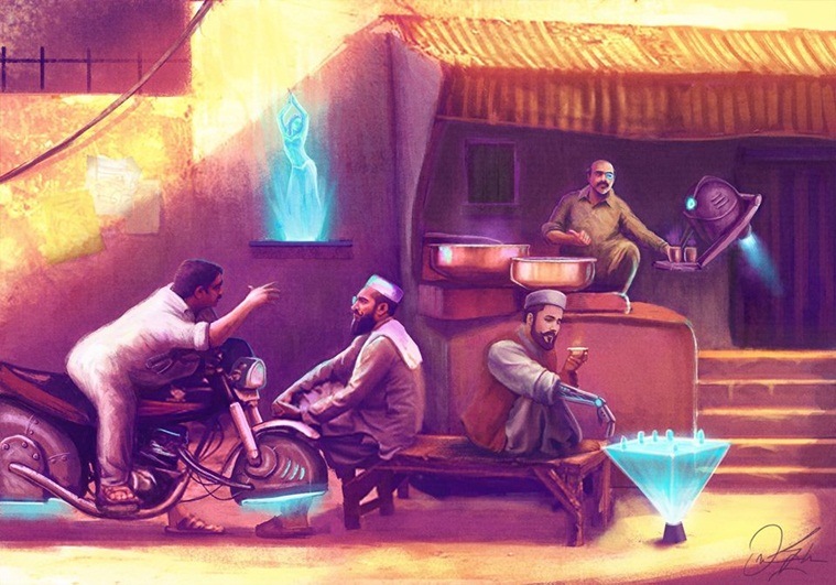 Pakistani artist’s Sci-Fi touch to everyday-life scenes are more than ...