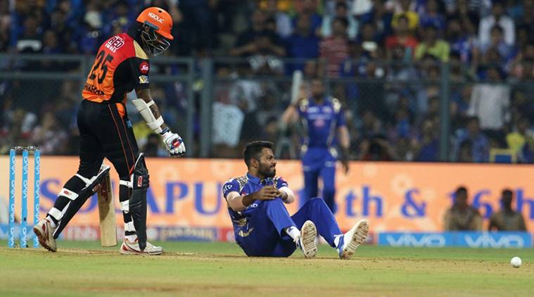 IPL 2017: Hardik Pandya suffers dangerous fall against Sunrisers ...