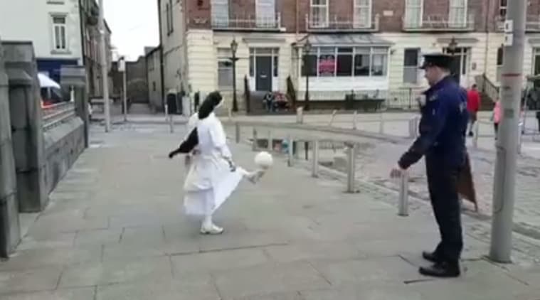 WATCH: This viral video of a nun playing keepy-uppy with a policeman is ...