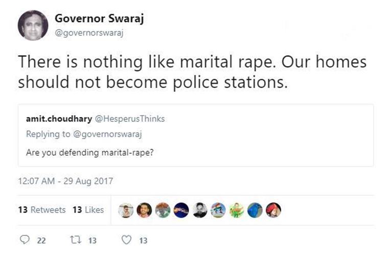 Nothing like marital rape: Controversial tweet by Sushma Swaraj’s ...