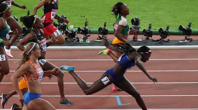 Tori Bowie’s dramatic dive at 100m finish line wins her World ...