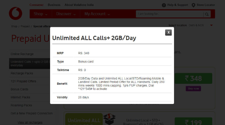 Vodafone recharge offer of Rs 348 now gives 2GB daily data, unlimited ...