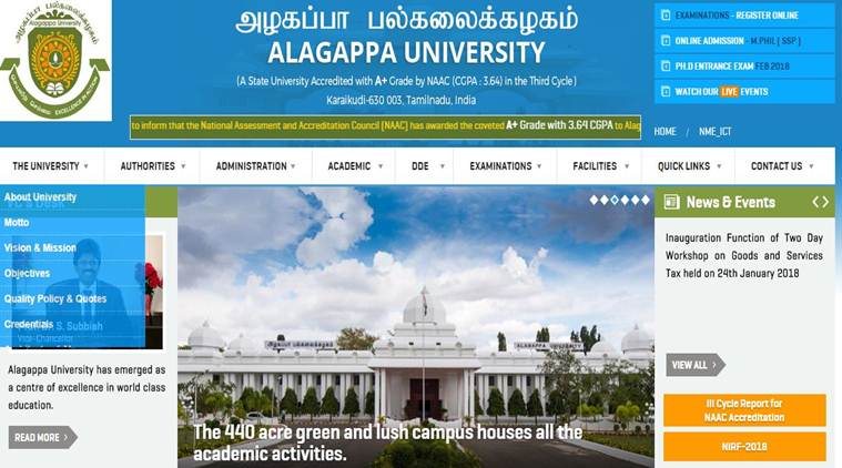 Alagappa University UG exams 2017 results declared at ...