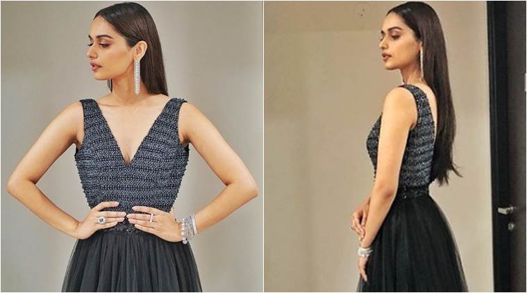 Manushi Chillar’s blue-black beaded tulle outfit at the Radio Mirchi ...