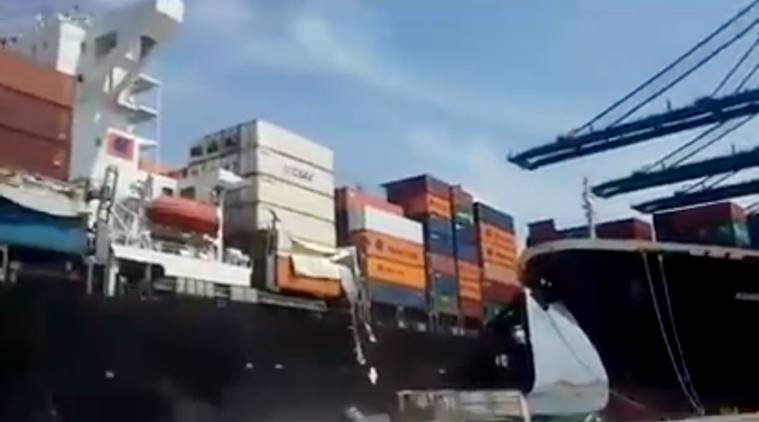 WATCH: Two cargo ships collide at Karachi harbour; 21 containers drown ...