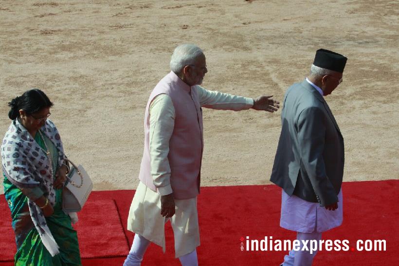 PM Modi accords ceremonial welcome to Nepal PM K P Oli at Rashtrapati ...