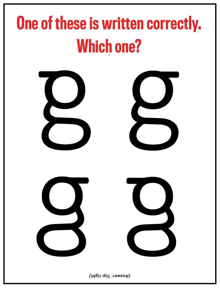 The printed ‘g’: Easy to recognise, hard to remember, harder to write ...