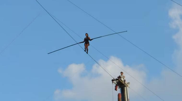 French woman walks tightrope on 35-metre high wire sans security ...