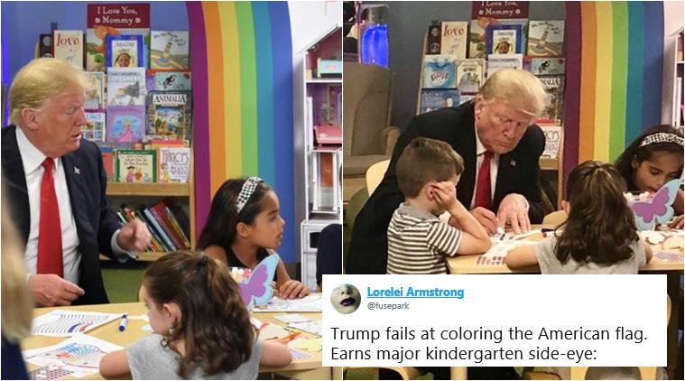 Donald Trump paints US flag with kids, gets trolled after getting it ...