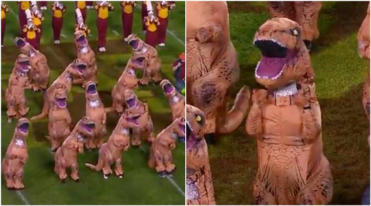 Did dancing dinosaurs just replace cheerleaders? This video will leave ...
