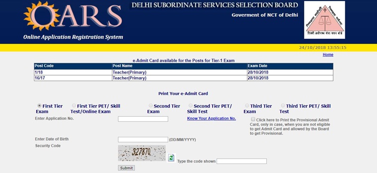 DSSSB PRT 2018 admit cards for October 28 exam released, download at ...