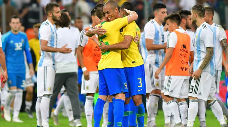 Miranda scores to give Brazil 1-0 win over Argentina in friendly ...