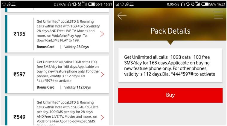 Vodafone unveils Rs 597 prepaid plan for feature phone users with 10GB ...