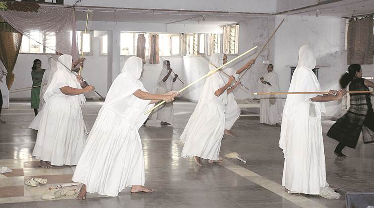 With sticks in their hands, woman Jain monks in Surat train thrice a ...