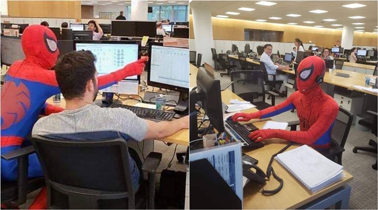 Brazilian banker comes dressed as Spider-Man on his last day of work ...