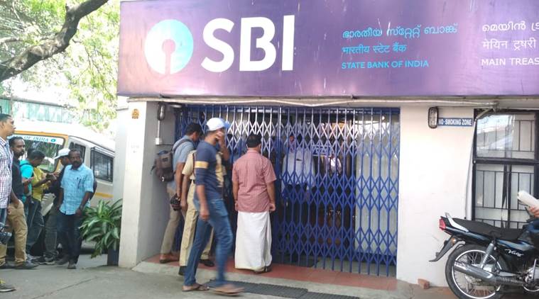 Watch: SBI branch in Kerala attacked during Bharat Bandh | India News ...