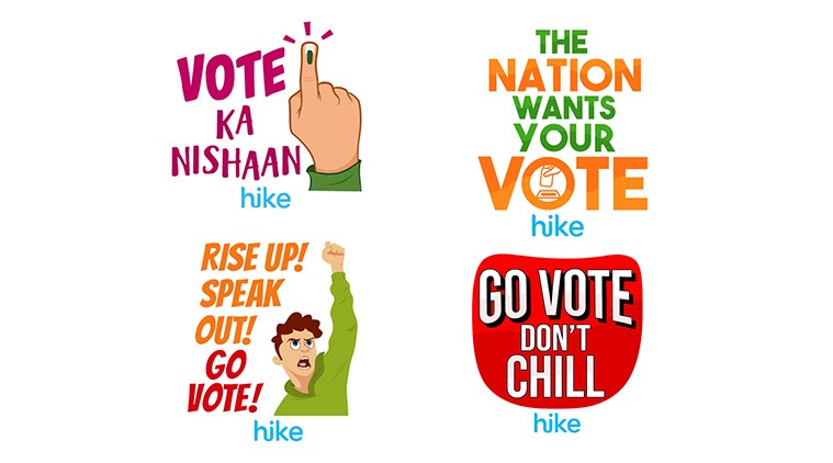 Indian election stickers on Instagram, Hike