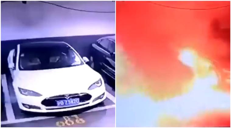 Tesla car bursts into flames in Shanghai, video goes viral | Trending ...