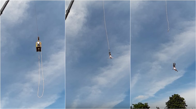 Chilling video captures bungee cord snapping during jump | Trending ...