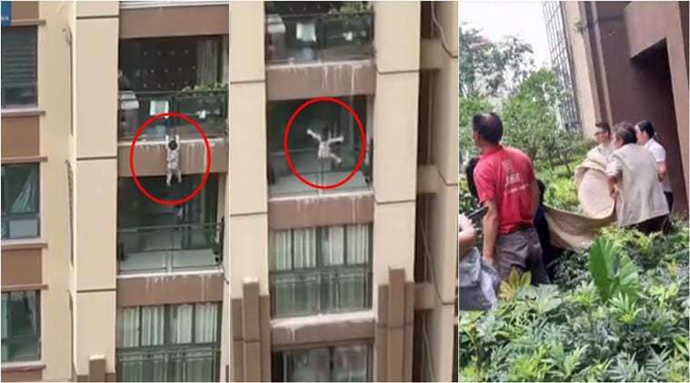 Onlookers use blanket to save toddler that fell from sixth-floor ...