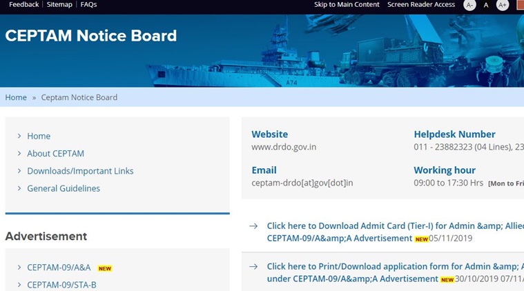 DRDO CEPTAM admit card 2019: How to download | Jobs News Gallery News ...